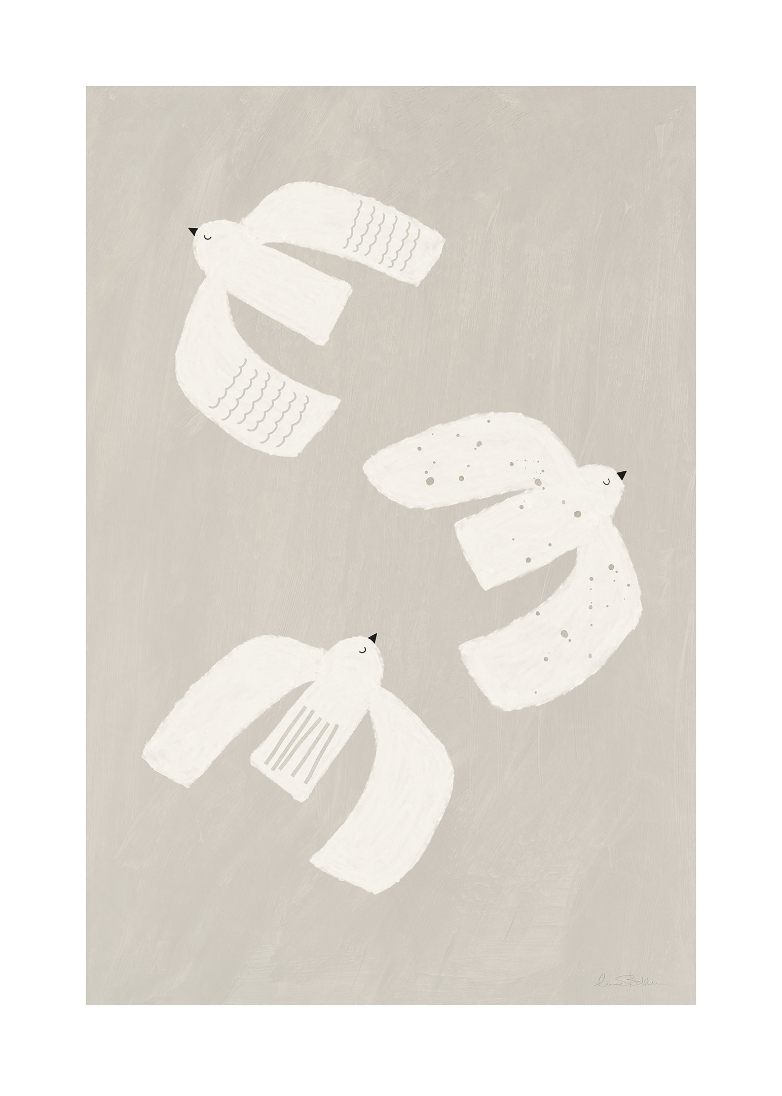 Three little birds beige children's poster - Stylish motif for the ...