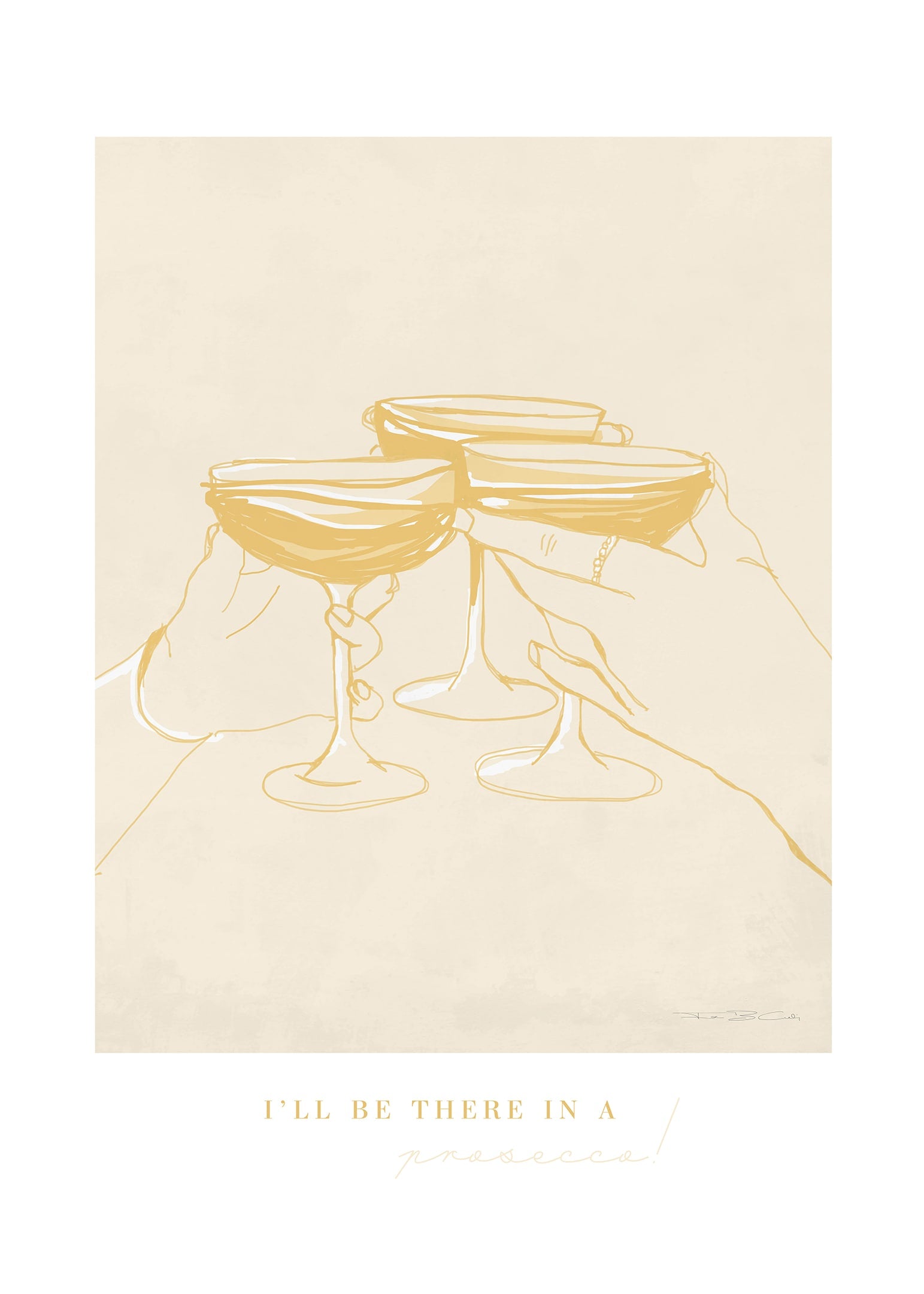 Prosecco toast poster – Minimalist and festive painting – Designed Posters
