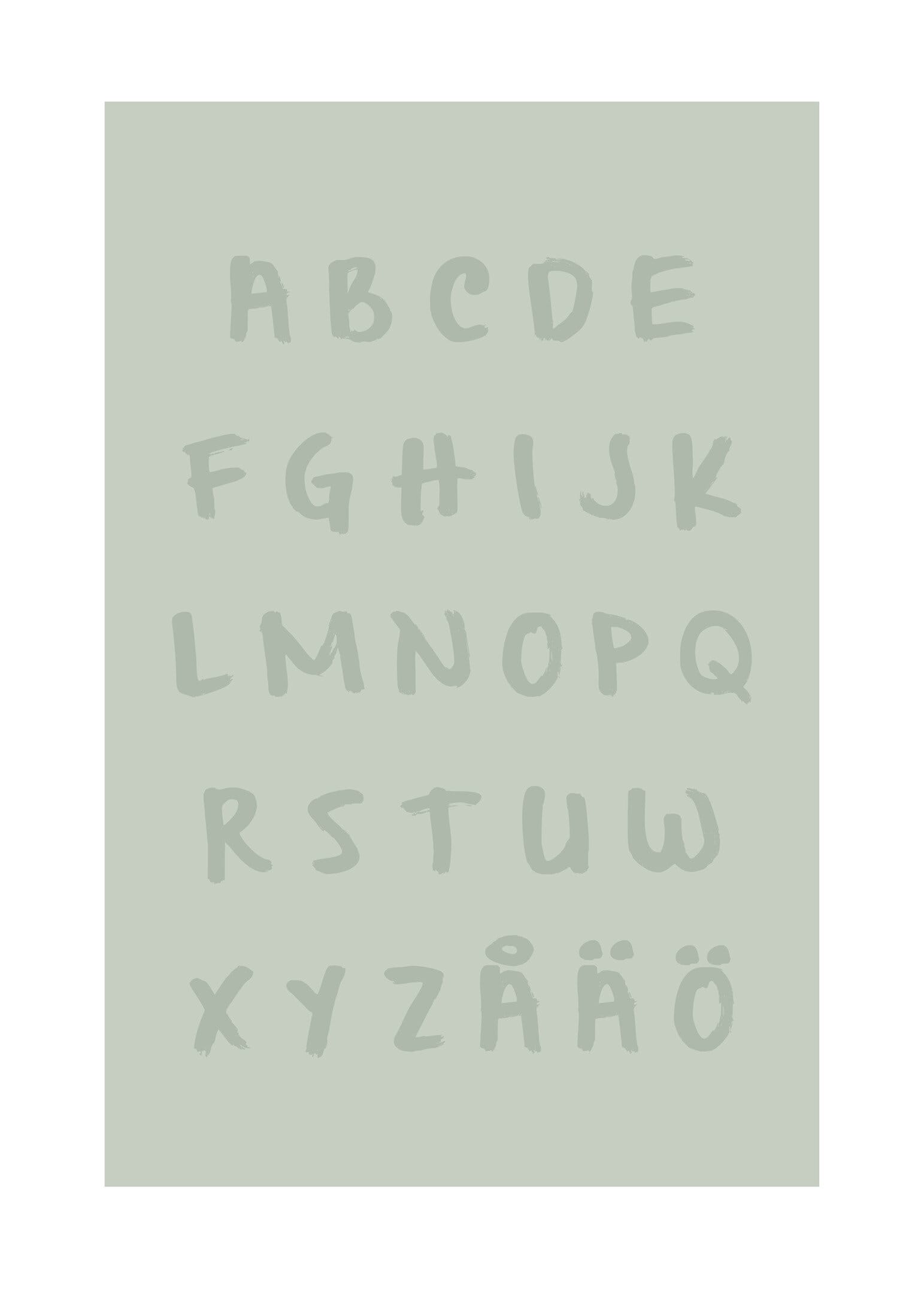 Alphabet poster green – ABC board in soft green shades for the children ...